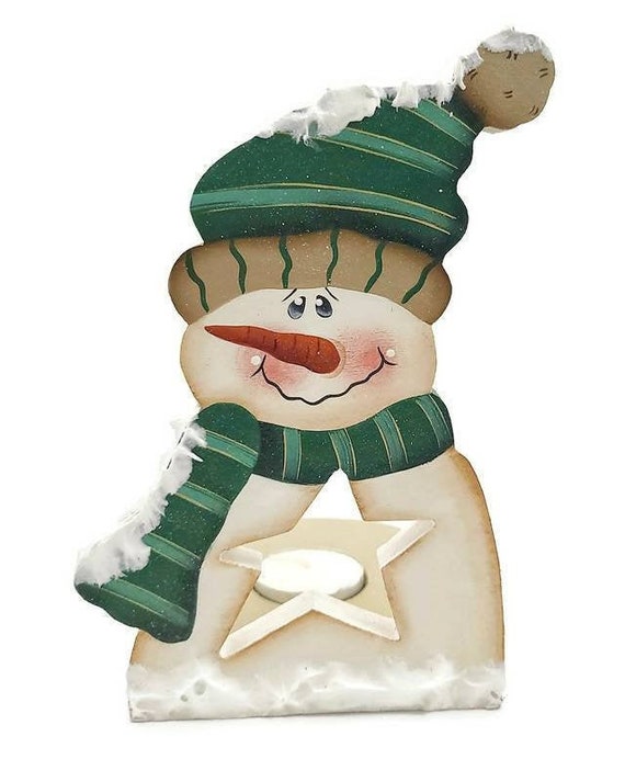 Winter Snowman Decor Hand Painted Snowman Wood Snowman | Etsy