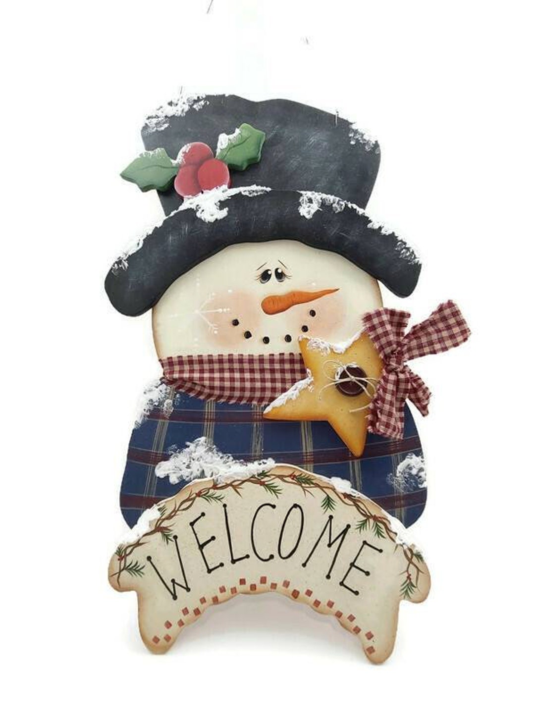 Snowman Decor, Winter Decor, Snowman Christmas, Hand Painted Snowman ...