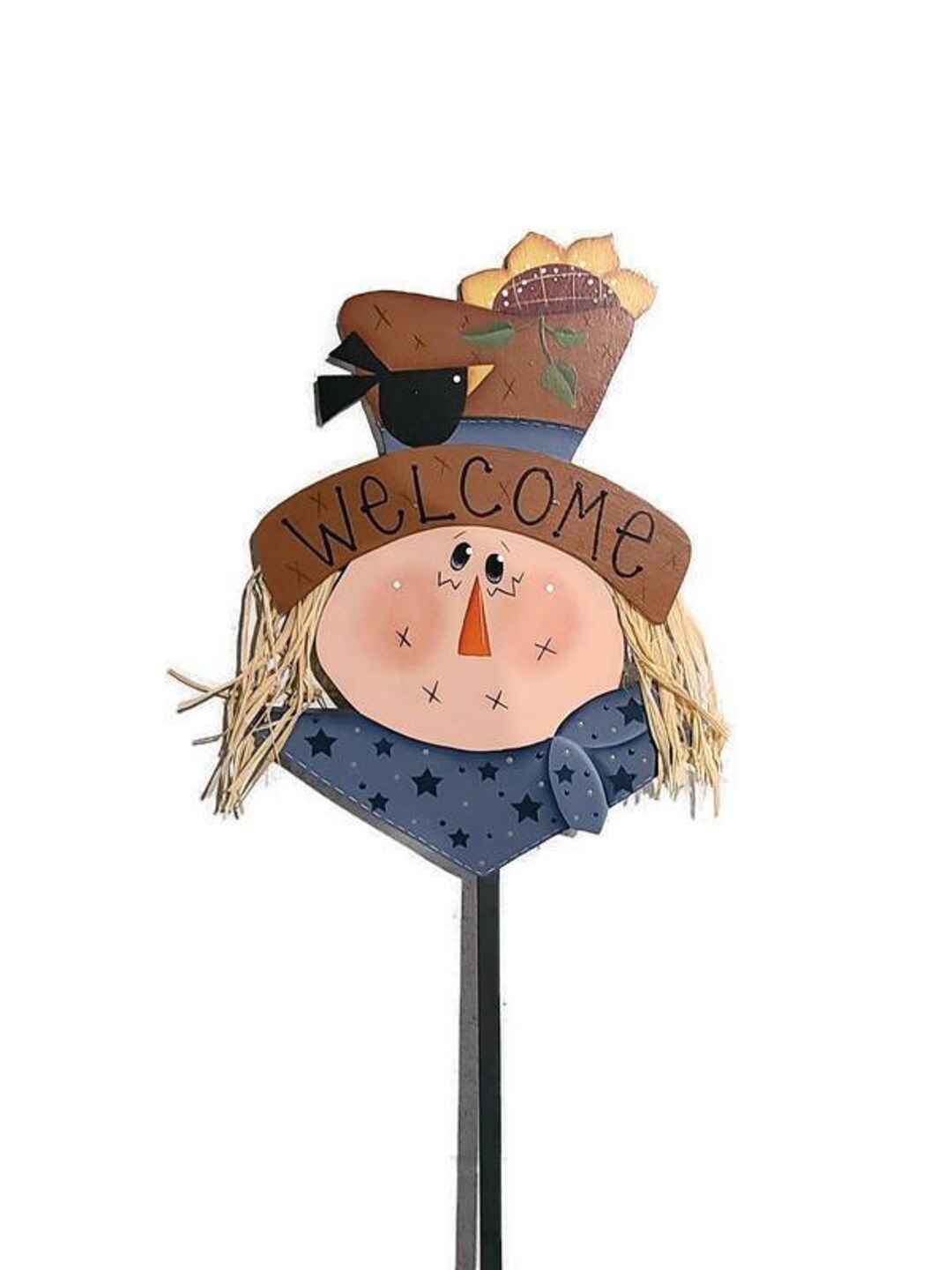 Welcome Scarecrow Outdoor Stake, Fall Scarecrow Decor Stake, Wood Hand ...