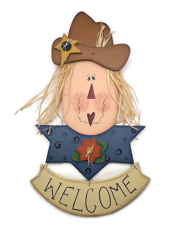 Fall Autumn Scarecrow Decor, Wood Hand Painted Welcome Scarecrow, Fall ...