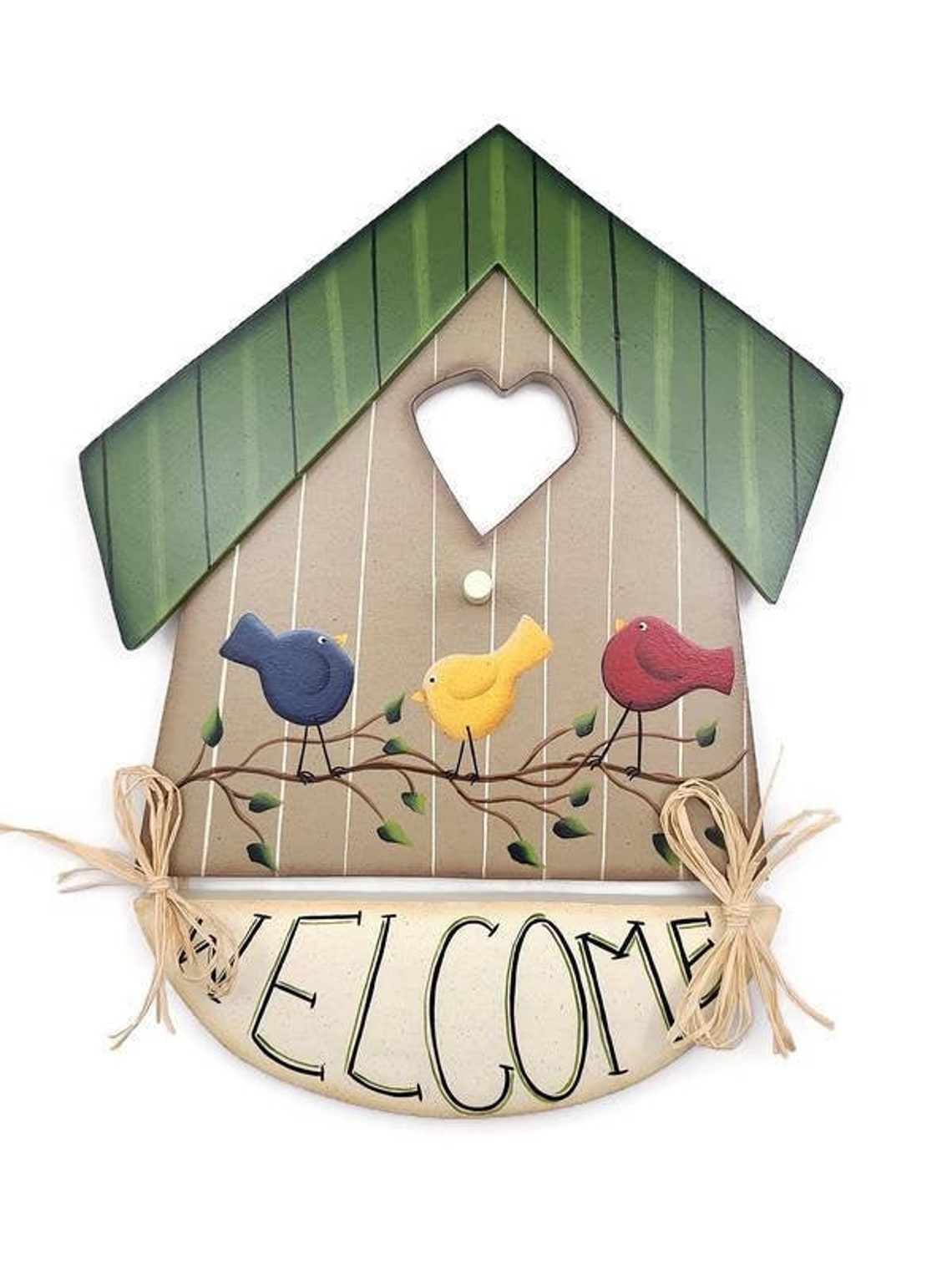 Birdhouse Welcome Wood Sign, Birdhouse Hand Painted Sign, Decorative ...