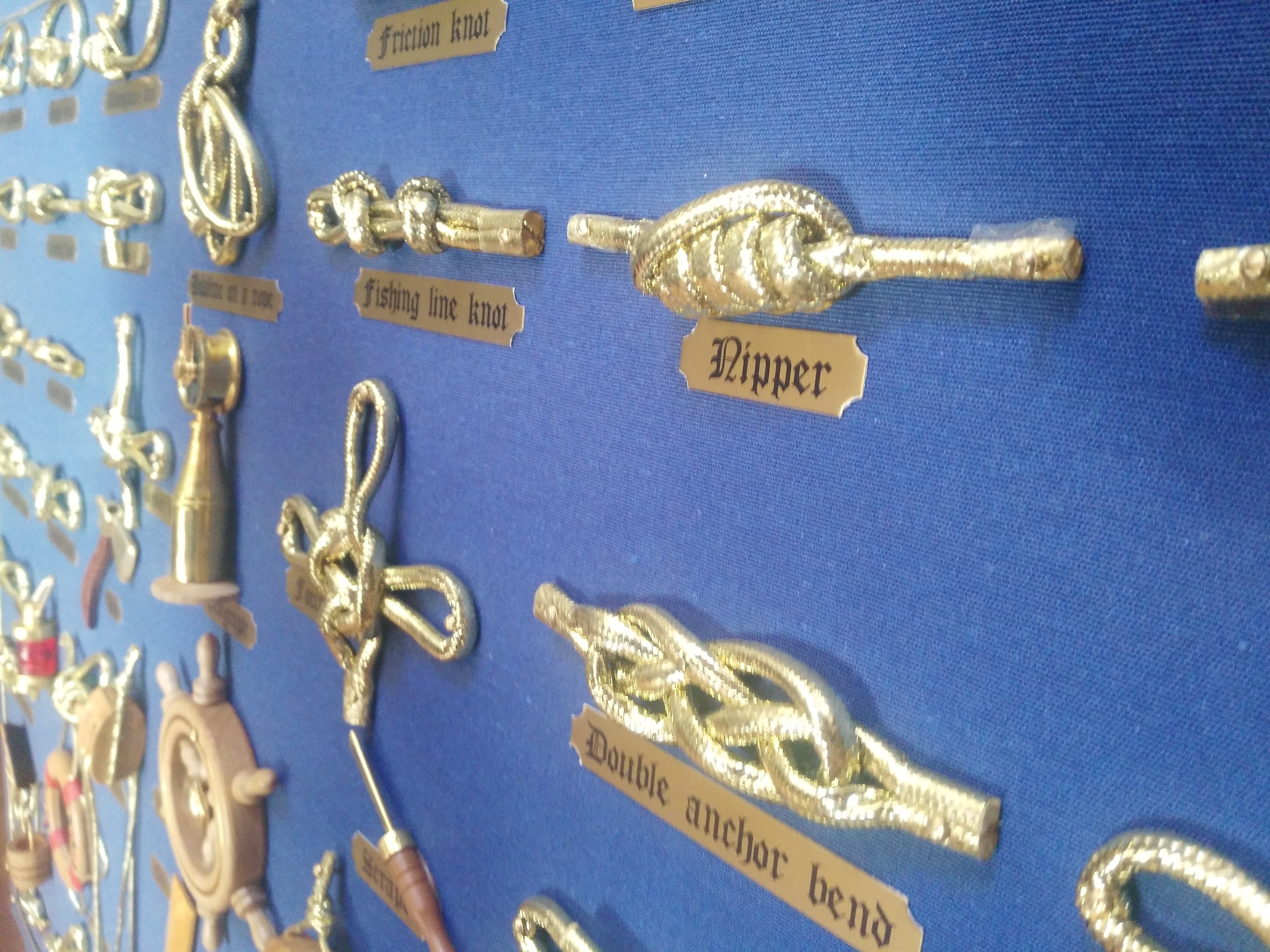 73x53cm Table With Golden Knots and Miniatures of Naval Tools, Fabric ...