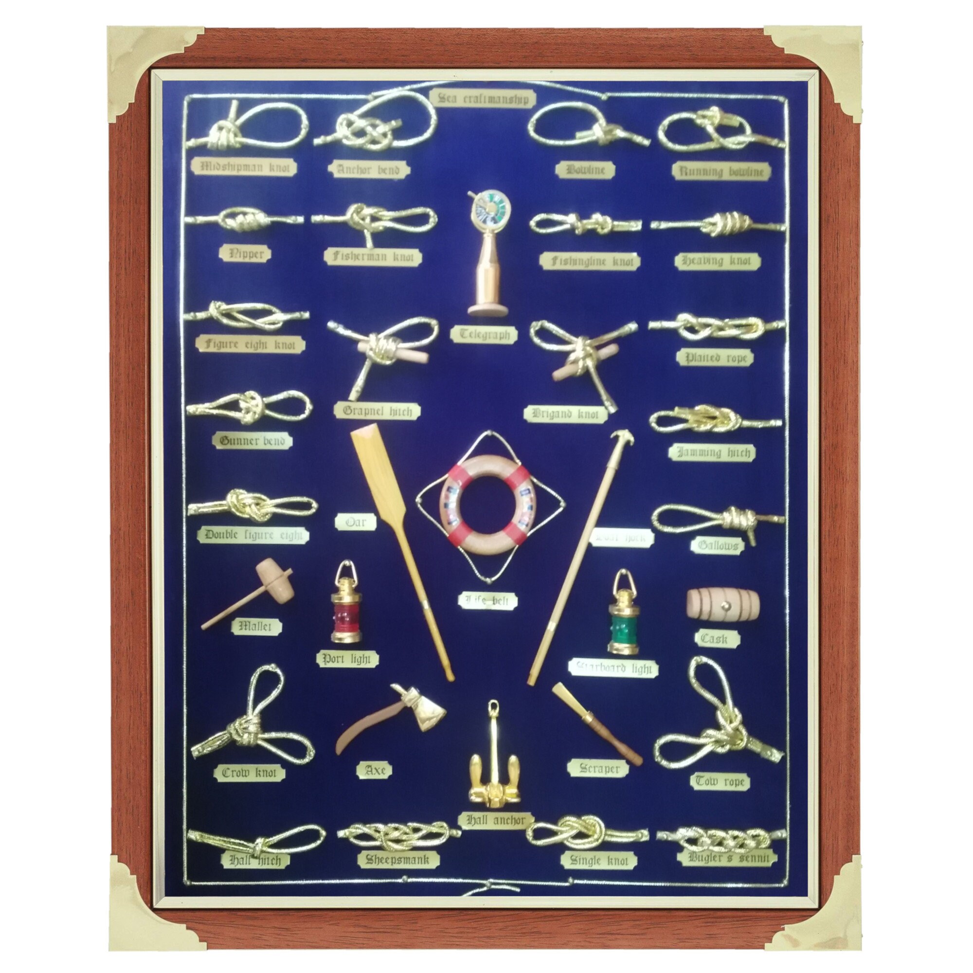 Golden Sailor Knots & Naval Tools Display: Handmade Nautical Wall Decor ...