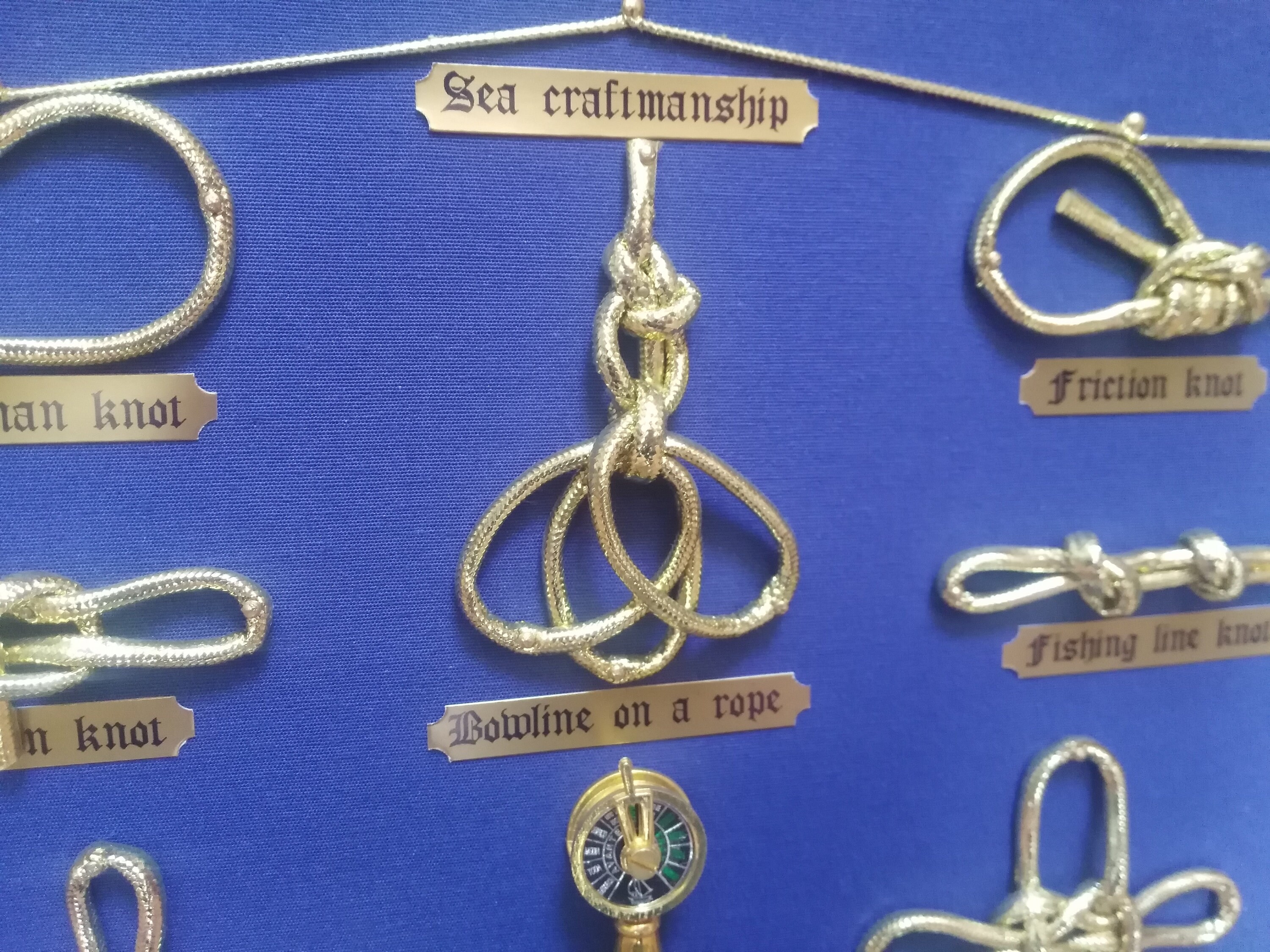 73x53cm Table With Golden Knots and Miniatures of Naval Tools, Fabric ...