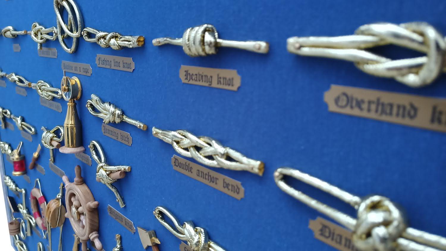 Handmade Sailor Knots & Naval Tools Display: Golden Rope Art (73x53cm ...