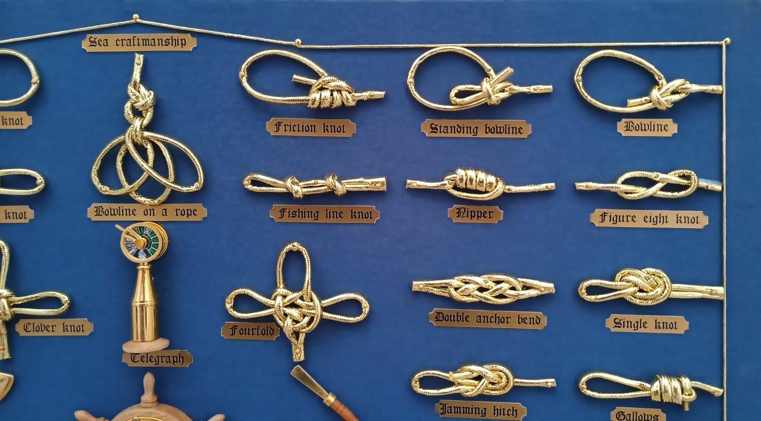 Handmade Sailor Knots & Naval Tools Display: Golden Rope Art (73x53cm ...
