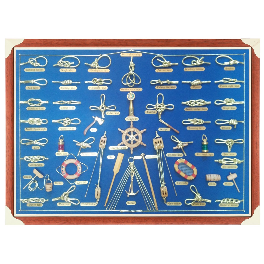 73x53cm Table With Golden Knots and Miniatures of Naval Tools, Fabric ...