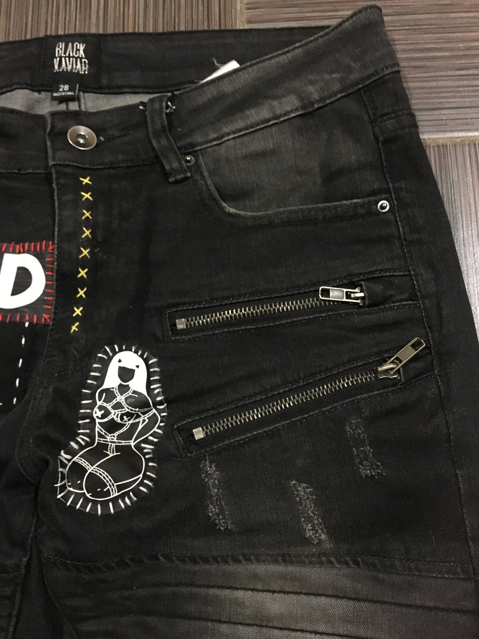 Custom Handmade Crust Patchwork Destroyed Jeans Black Skinny - Etsy