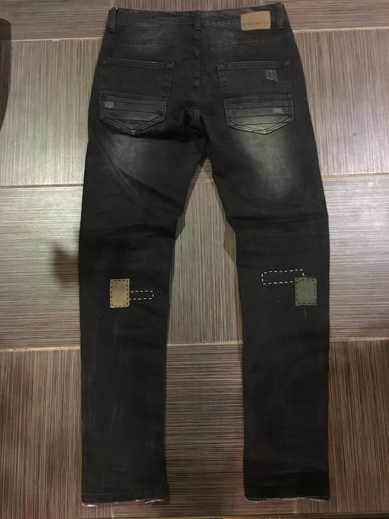 Custom Handmade Crust Patchwork Destroyed Jeans Black Skinny - Etsy