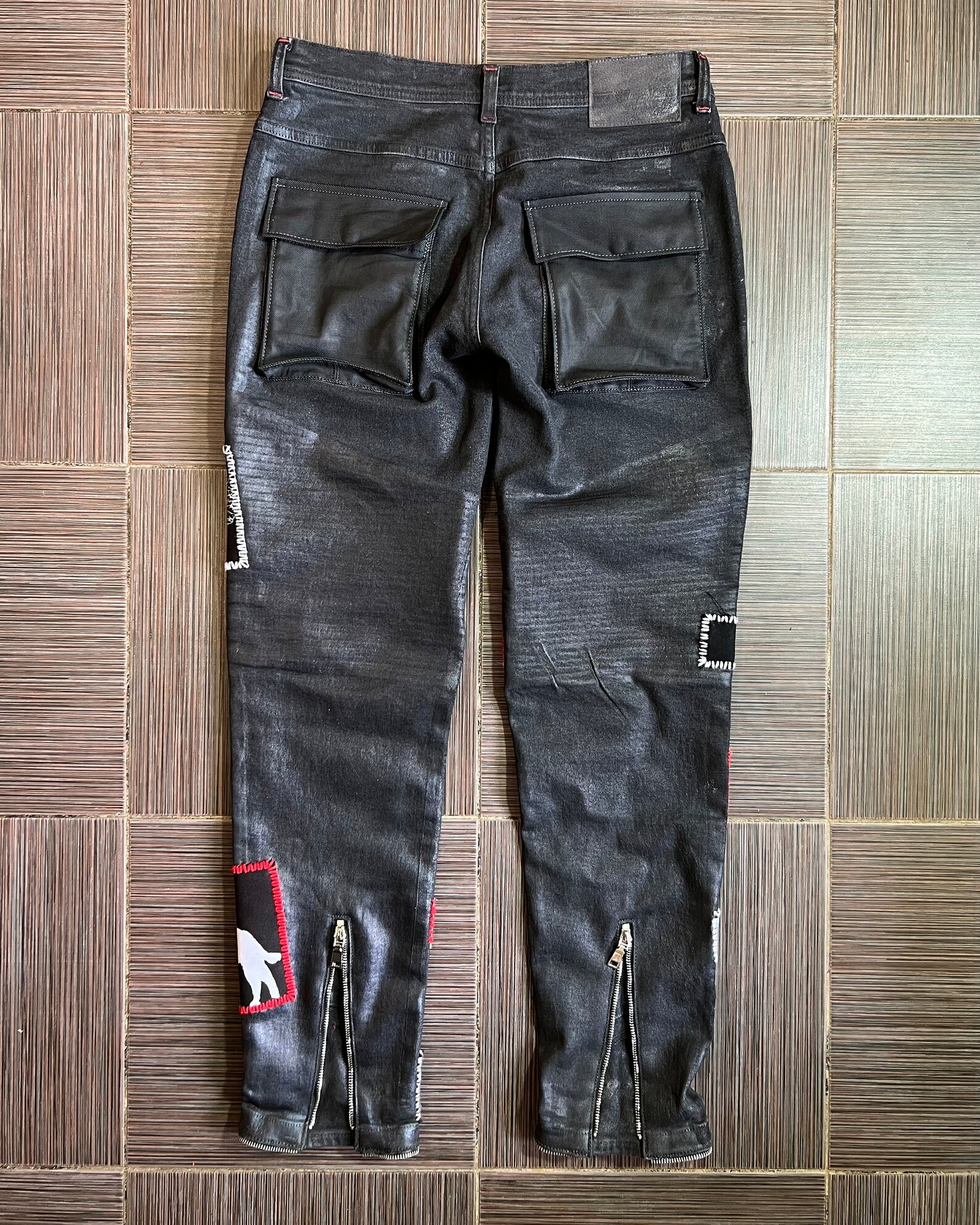 Custom DARK GRAY TAR Denim Cargo Front Back Pockets Express Shipping - Etsy