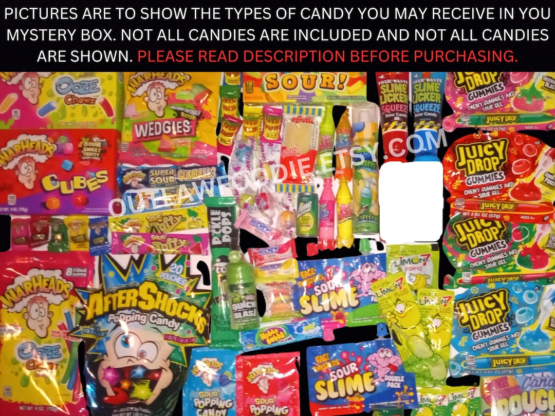 MEGA SOUR Candy Box, Tiktok Famous, Sour Candy Sampler, Fast, Sour ...