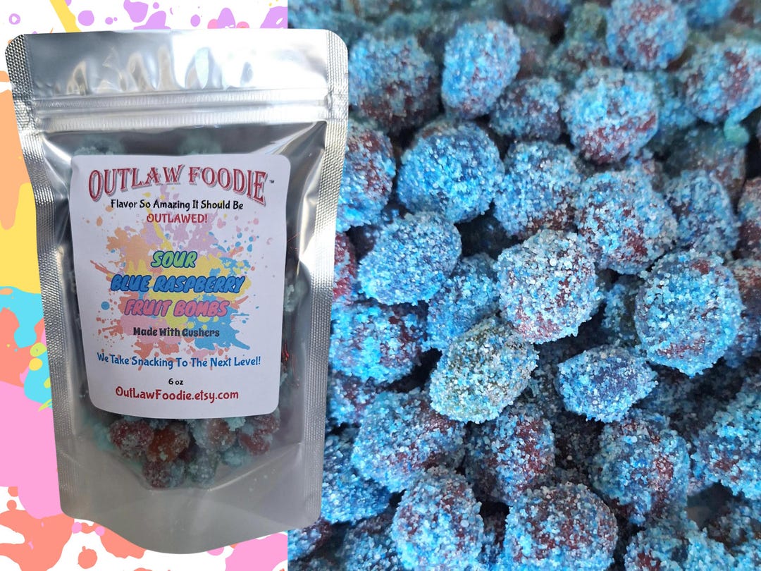 Sour Blue Raspberry Fruit Bombs, Candy, Sour Gummies, Sour Watermelon ...