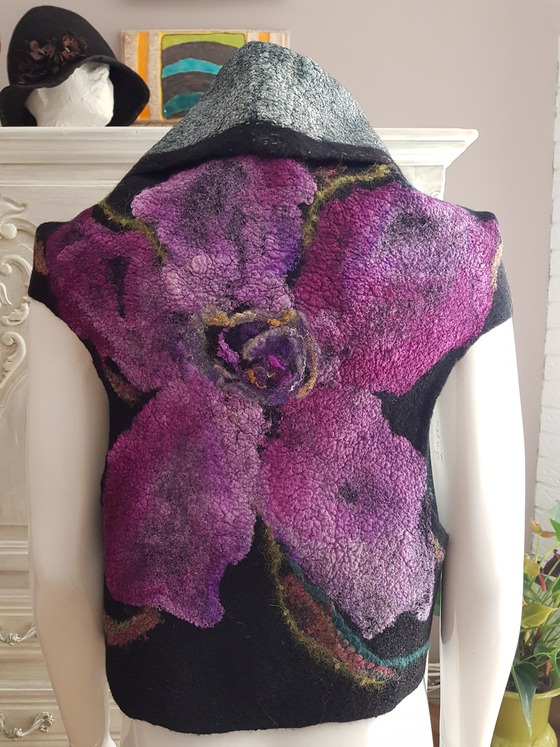 Felted Floral Vest Woman Vest Art Vest Accessory Winter Fall - Etsy