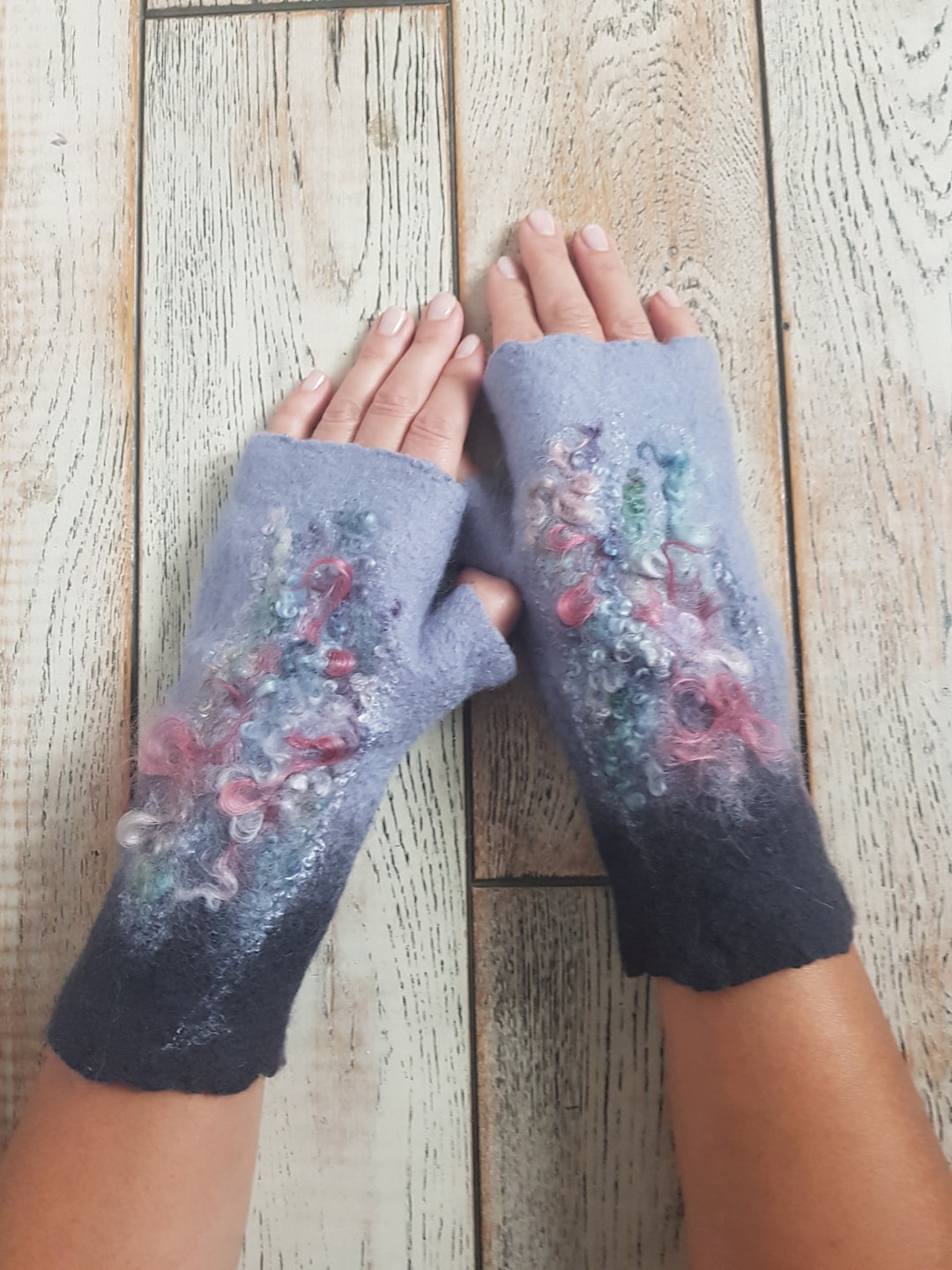 Mens Gift ,gift for Women Felted Fingerless Gloves Wool Fingerless ...