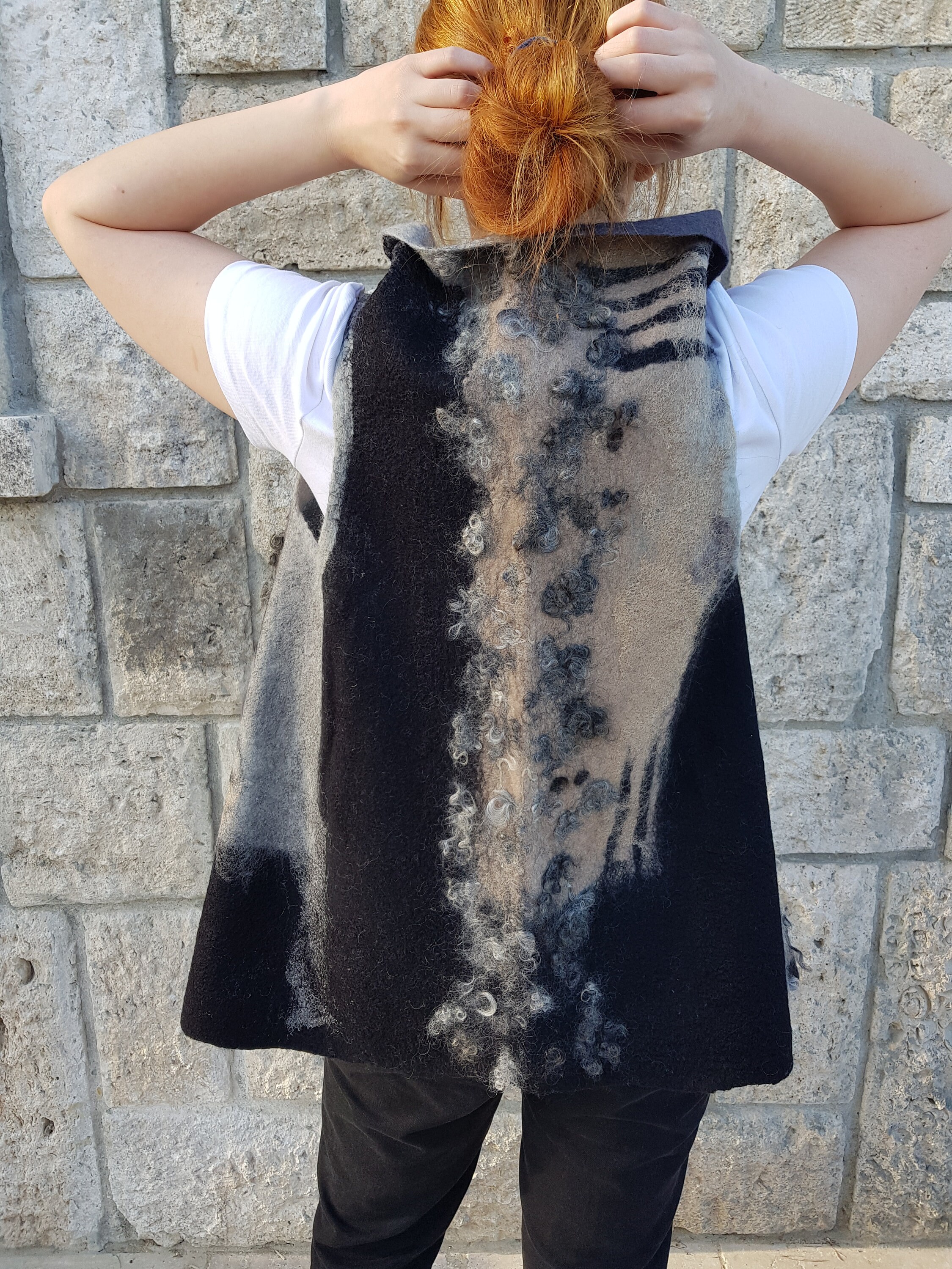 Art Felt Vest Woman Vest Accessory Winter Fall Wool Vest Hand Felted ...