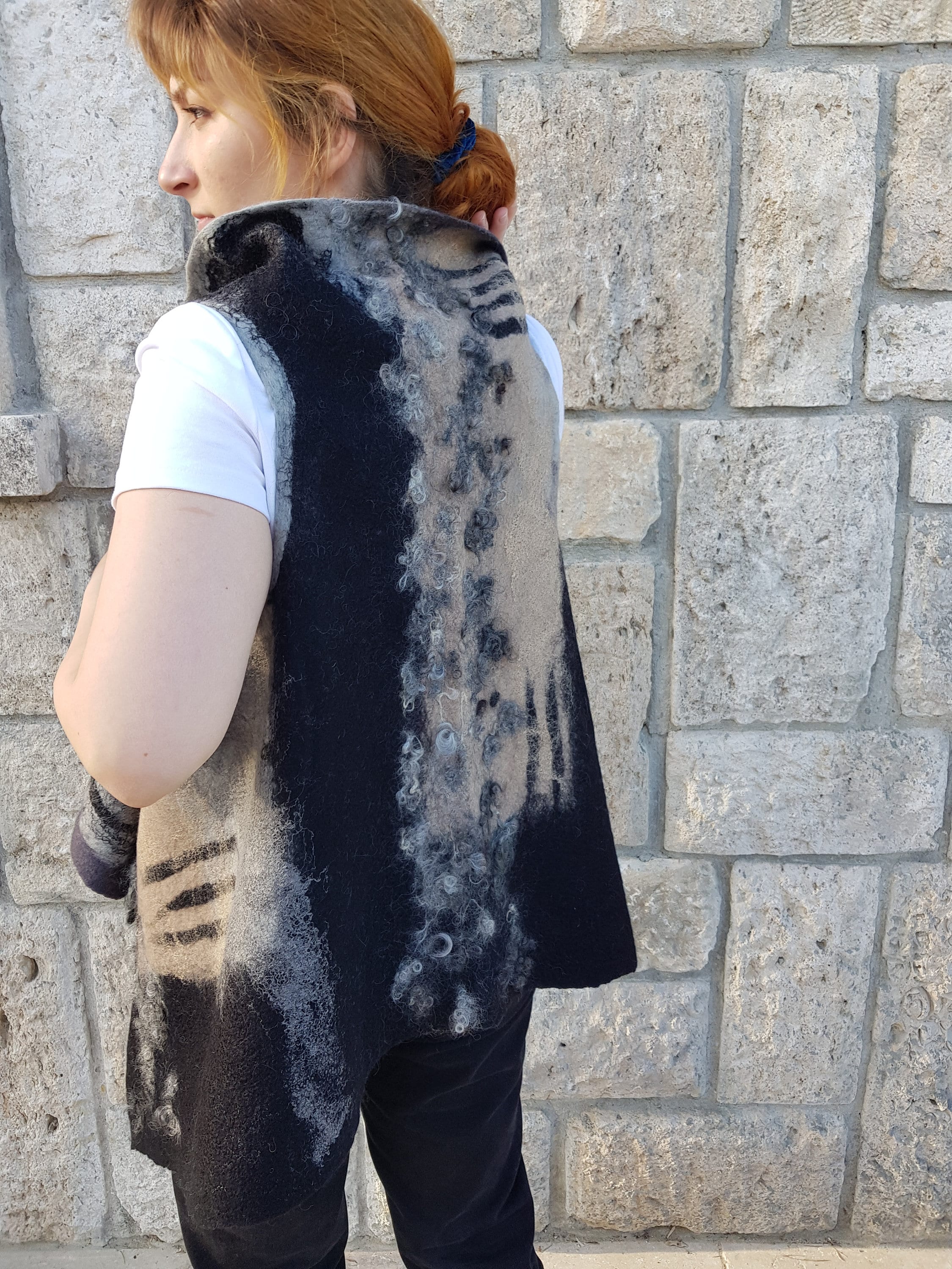 Art Felt Vest Woman Vest Accessory Winter Fall Wool Vest Hand Felted ...