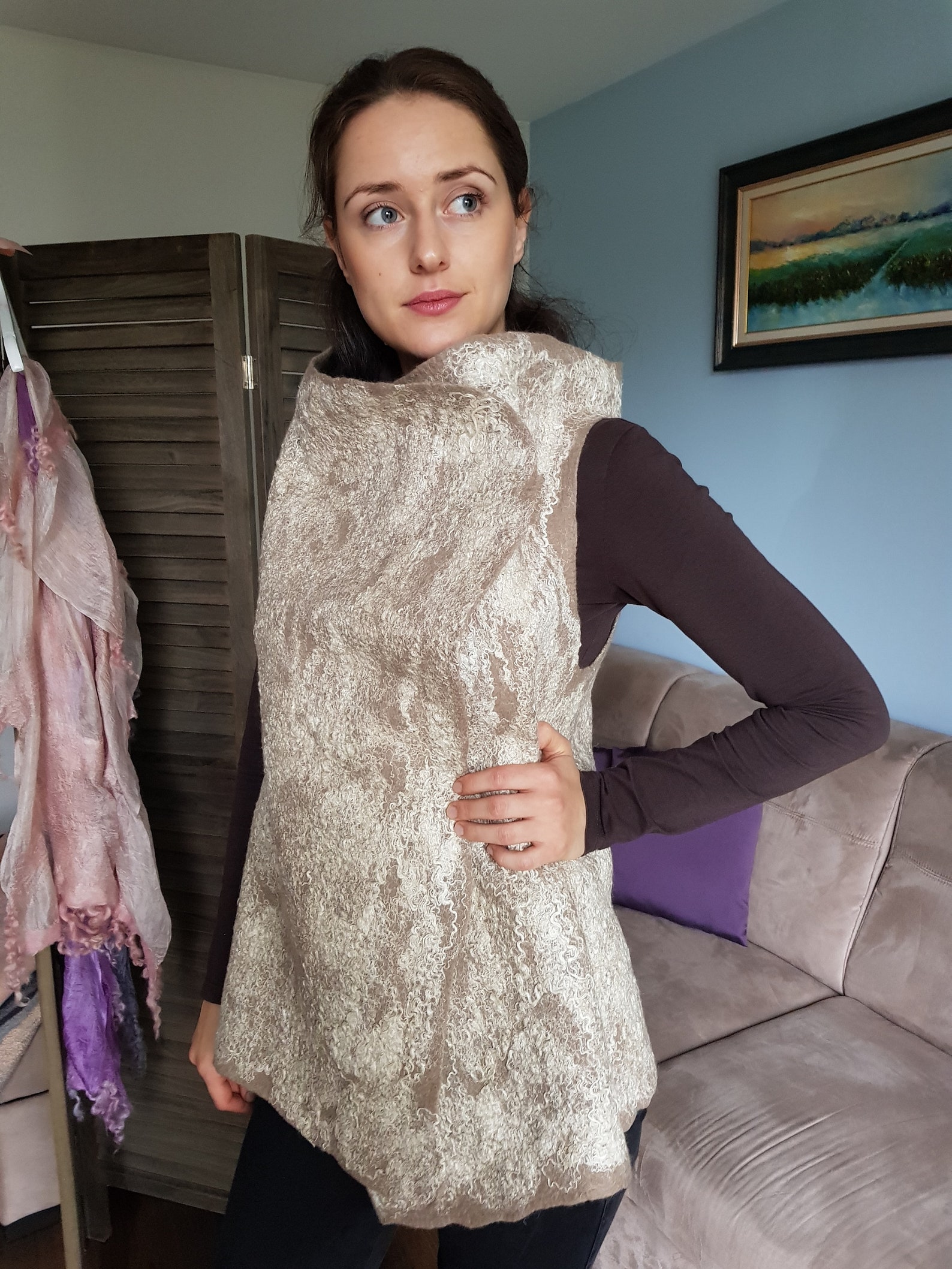 Reversible Felt Vest Woman Vest Art Accessory Winter Fall Wool - Etsy