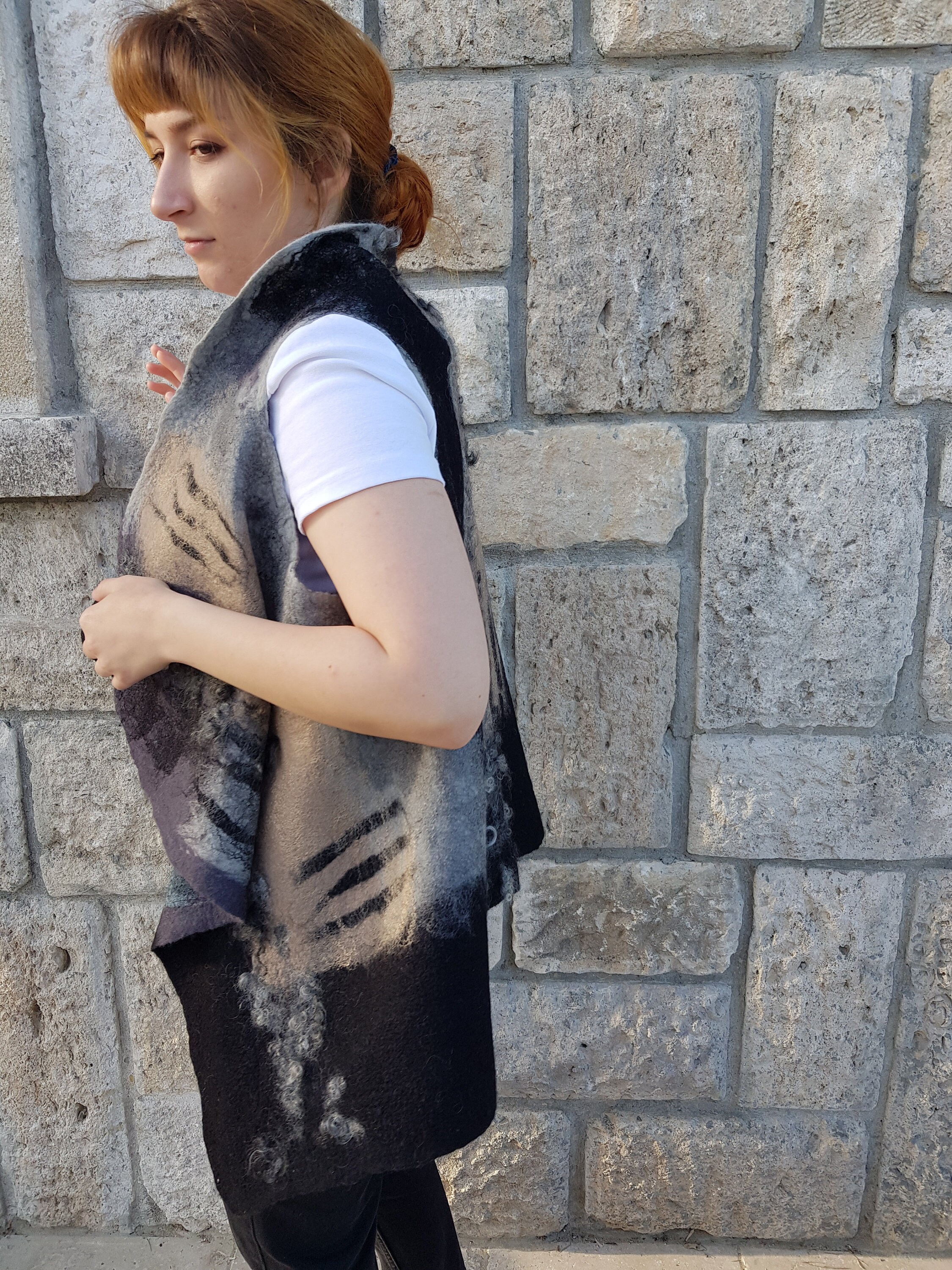 Art Felt Vest Woman Vest Accessory Winter Fall Wool Vest Hand Felted ...