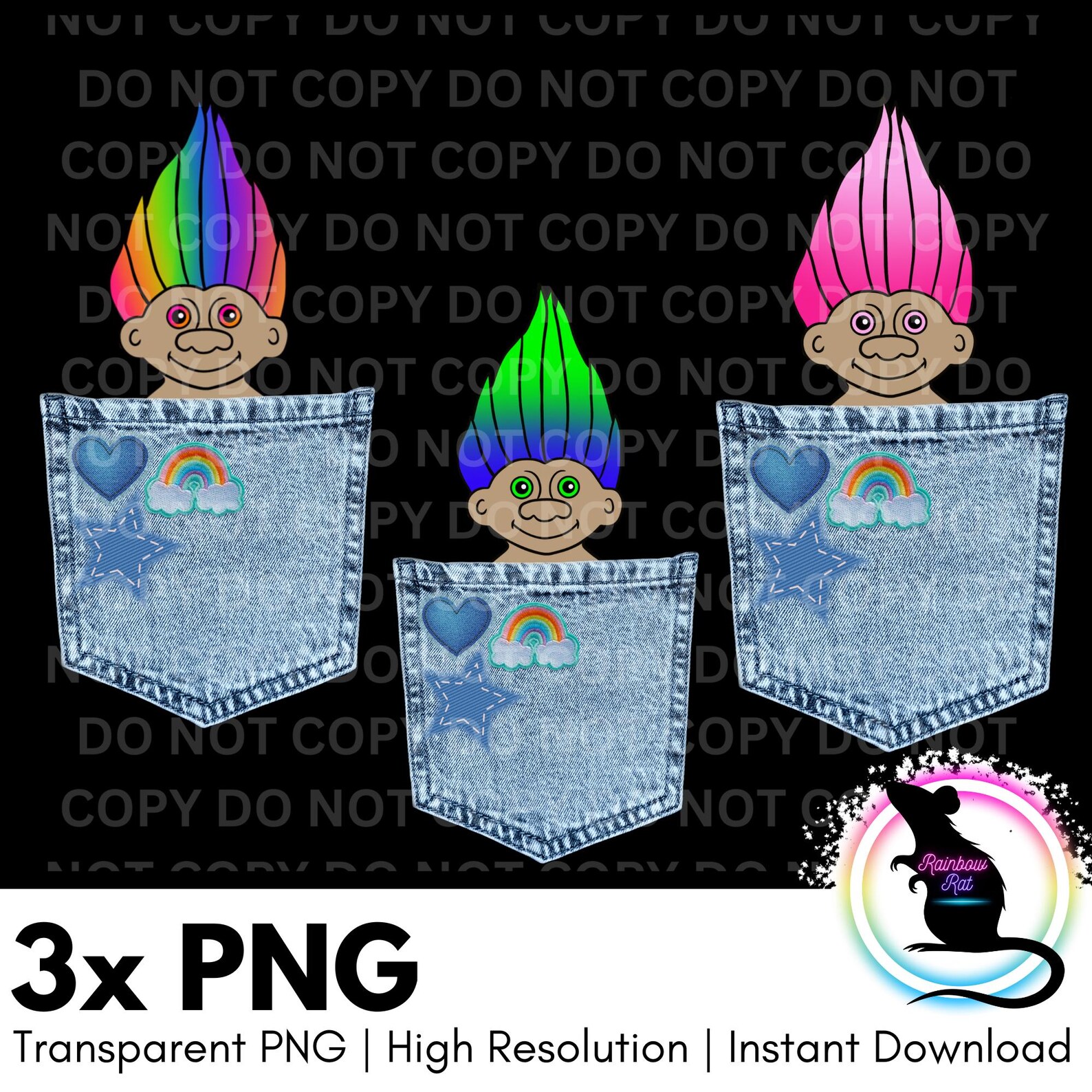 PNG | Collection | Troll | Neon | Pocket | Digital File | 90's ...