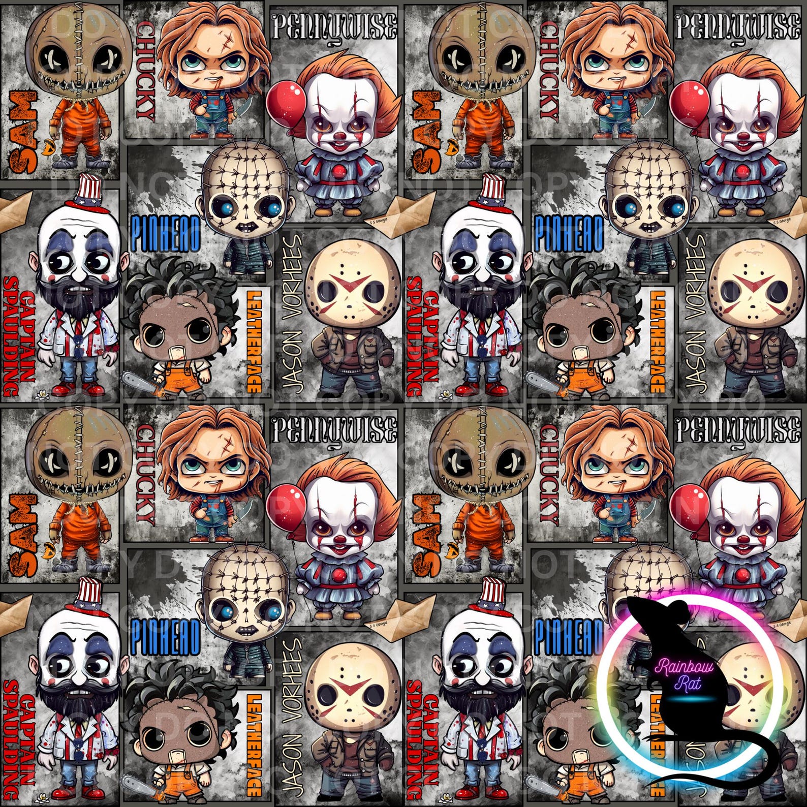 Horror Babies Seamless File | Patchwork Design | Sublimation PNG ...