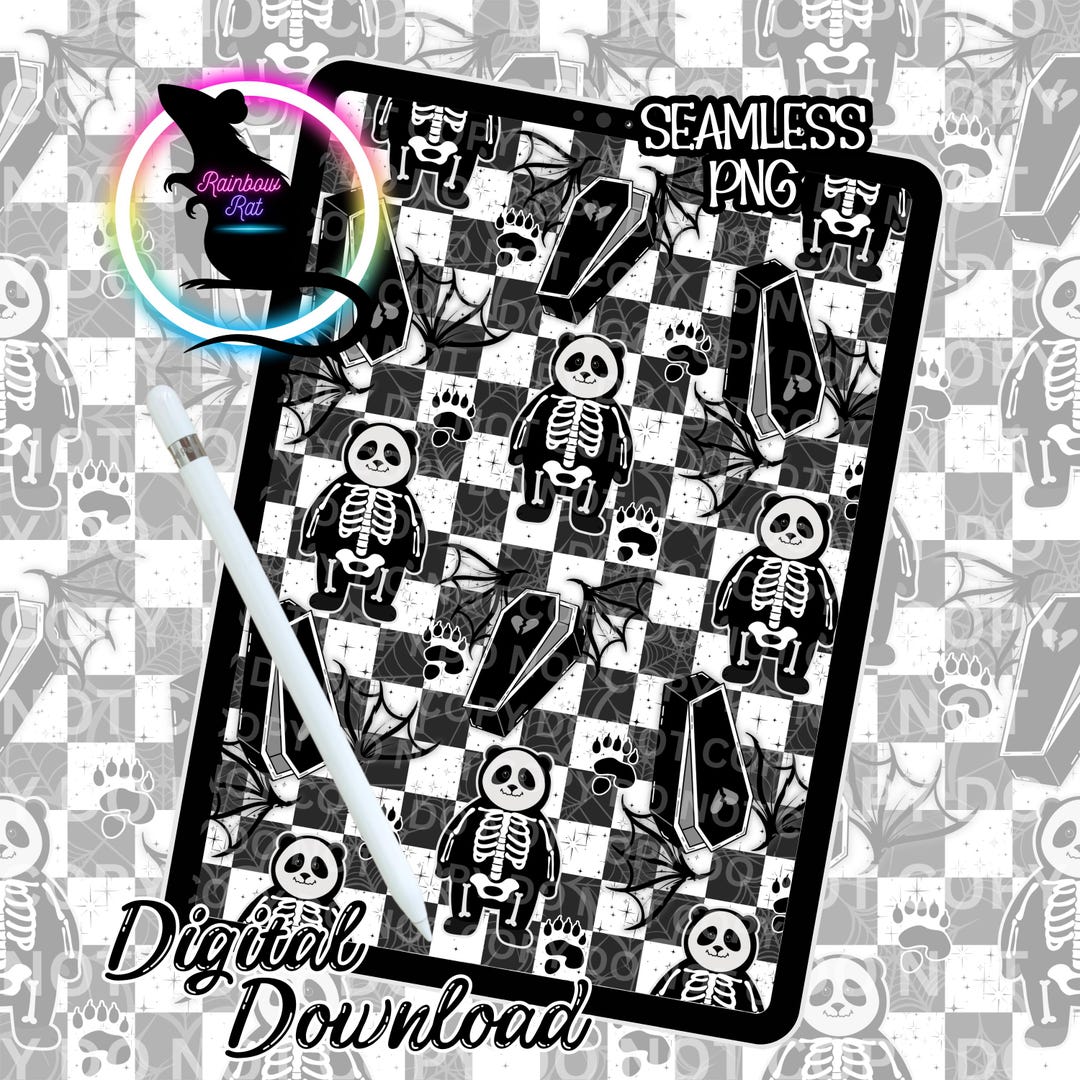 Panda Skeleton Seamless File | Halloween PNG | Spooky Digital Design ...