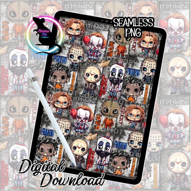 Horror Babies Seamless File | Patchwork Design | Sublimation PNG ...