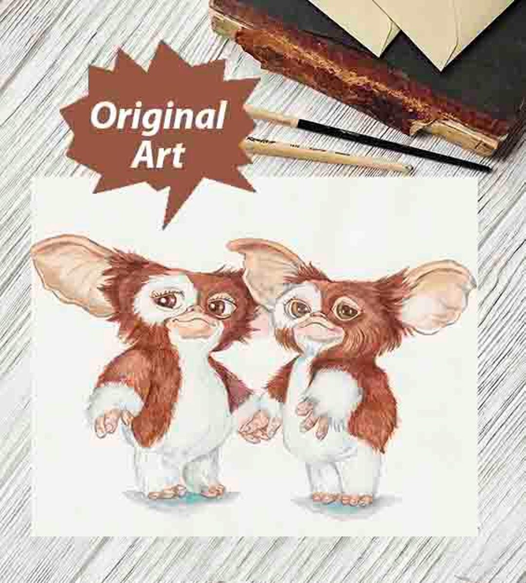 Cute Watercolor Gizmo Painting, Hand Painted Art, 8x10 - Etsy
