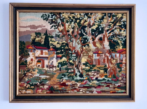 Vintage Embroidered Picture country Life Wall - Etsy