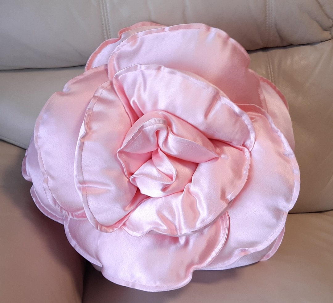 Blush Pink Cushion Luxury Pillow Unique Flower Shaped Pillow Pink Satin ...