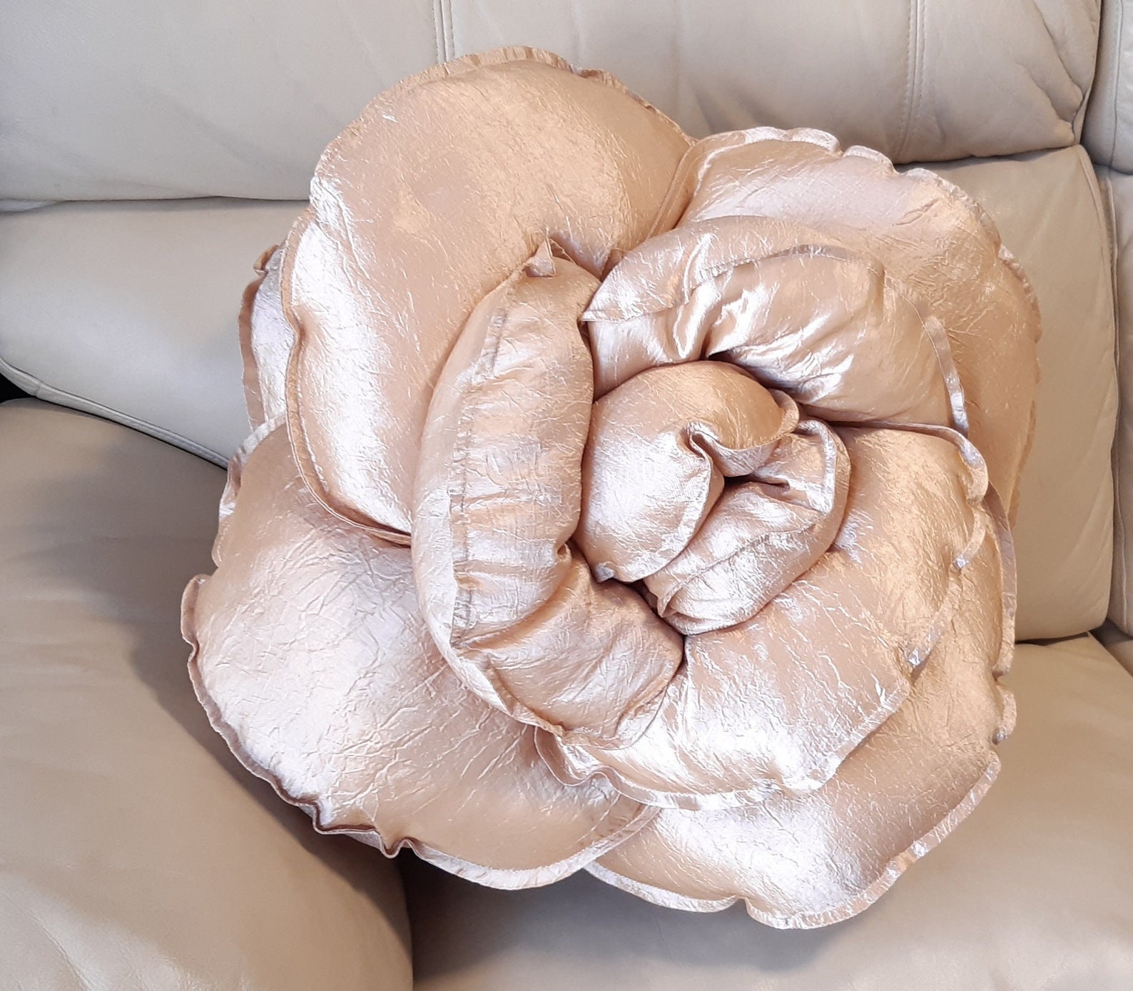 Golden Beige Colour Cushion Luxury Pillow Unique Flower Shaped Pillow ...