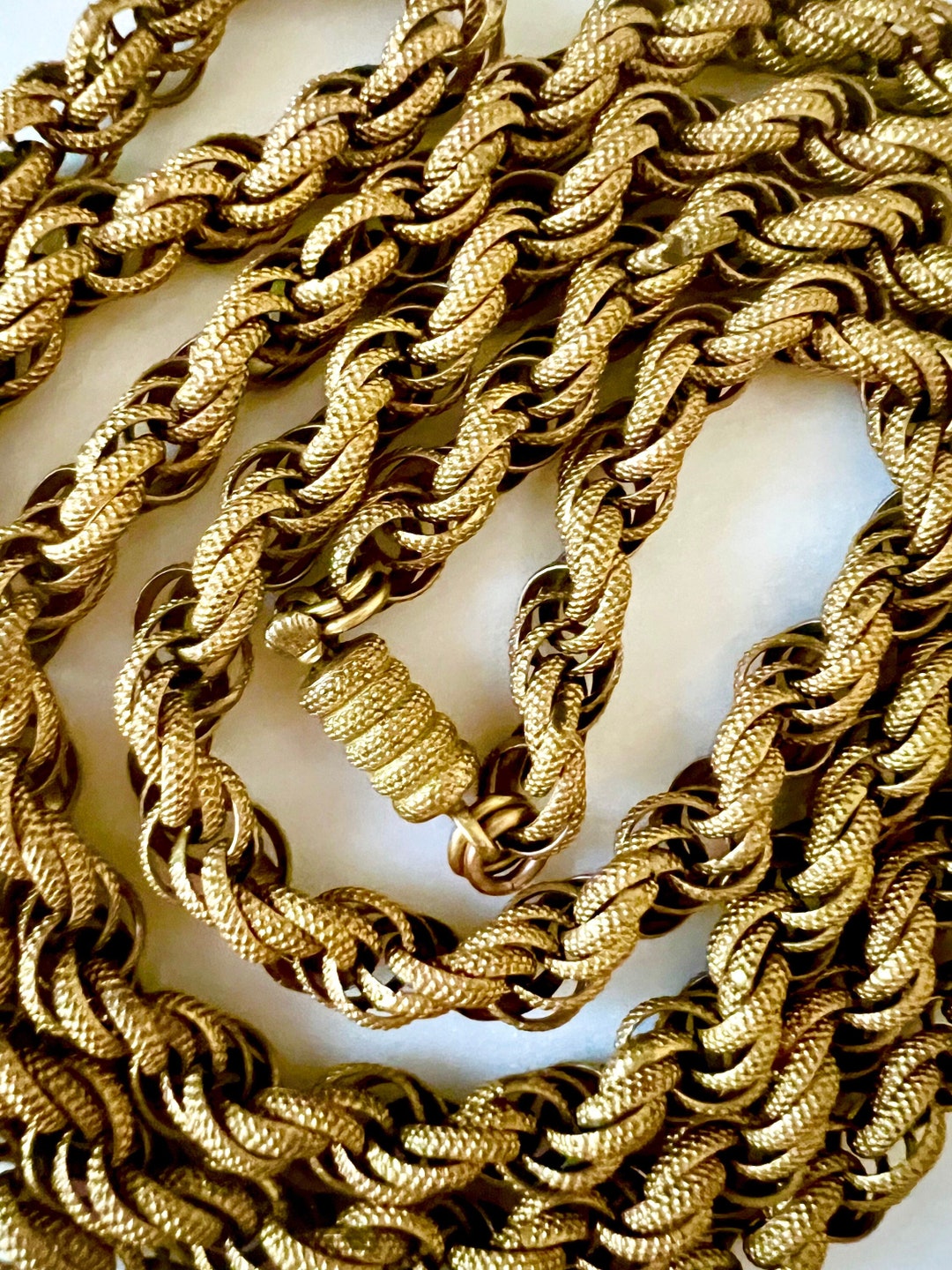 Antique Georgian Gold Pinchbeck Rope Chain With Sea Shell Clasp | Long ...