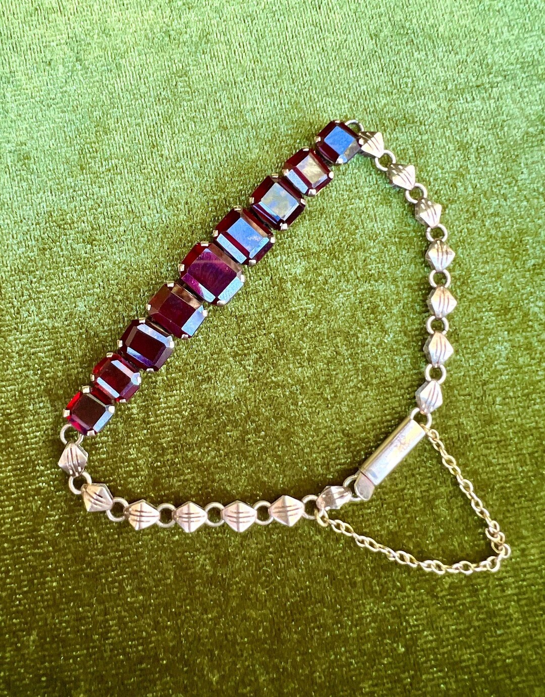 Antique Edwardian Garnet & Gold Bracelet Solid 9k 9ct Rose Gold ...