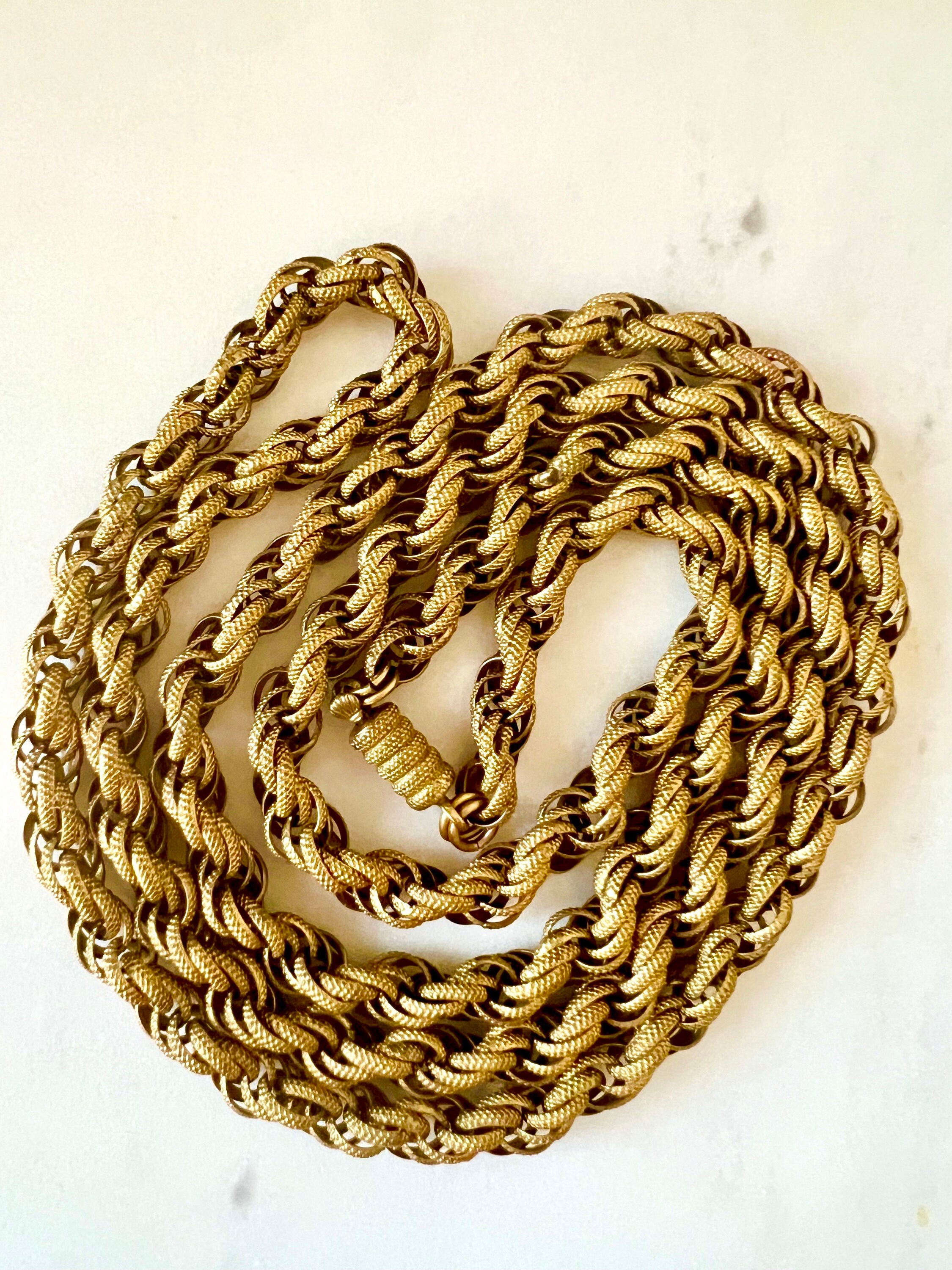 Antique Georgian Gold Pinchbeck Rope Chain With Sea Shell Clasp | Long ...