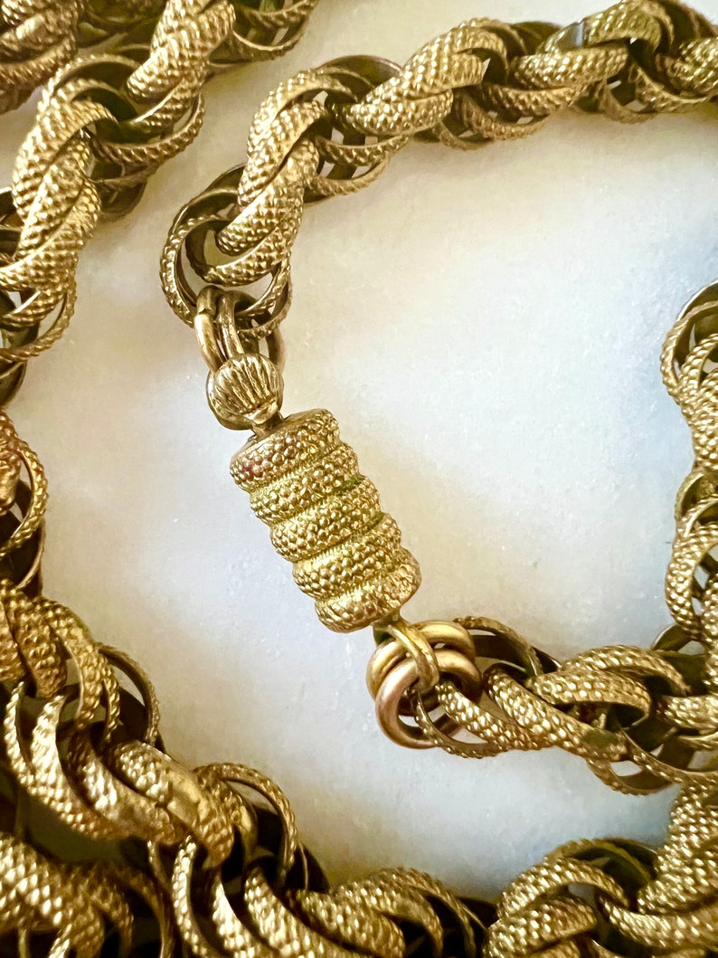 Antique Georgian Gold Pinchbeck Rope Chain With Sea Shell Clasp | Long ...