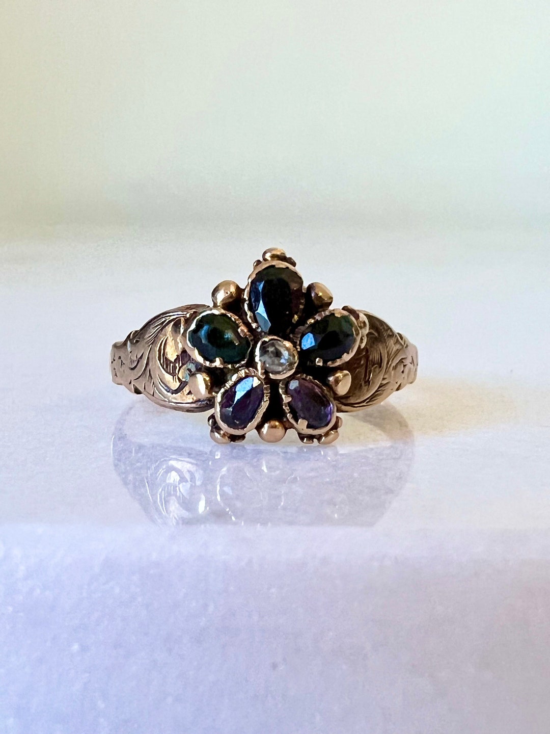 Rare Antique Georgian “REGARD” Solid Gold Pansy Diamond & Multi ...