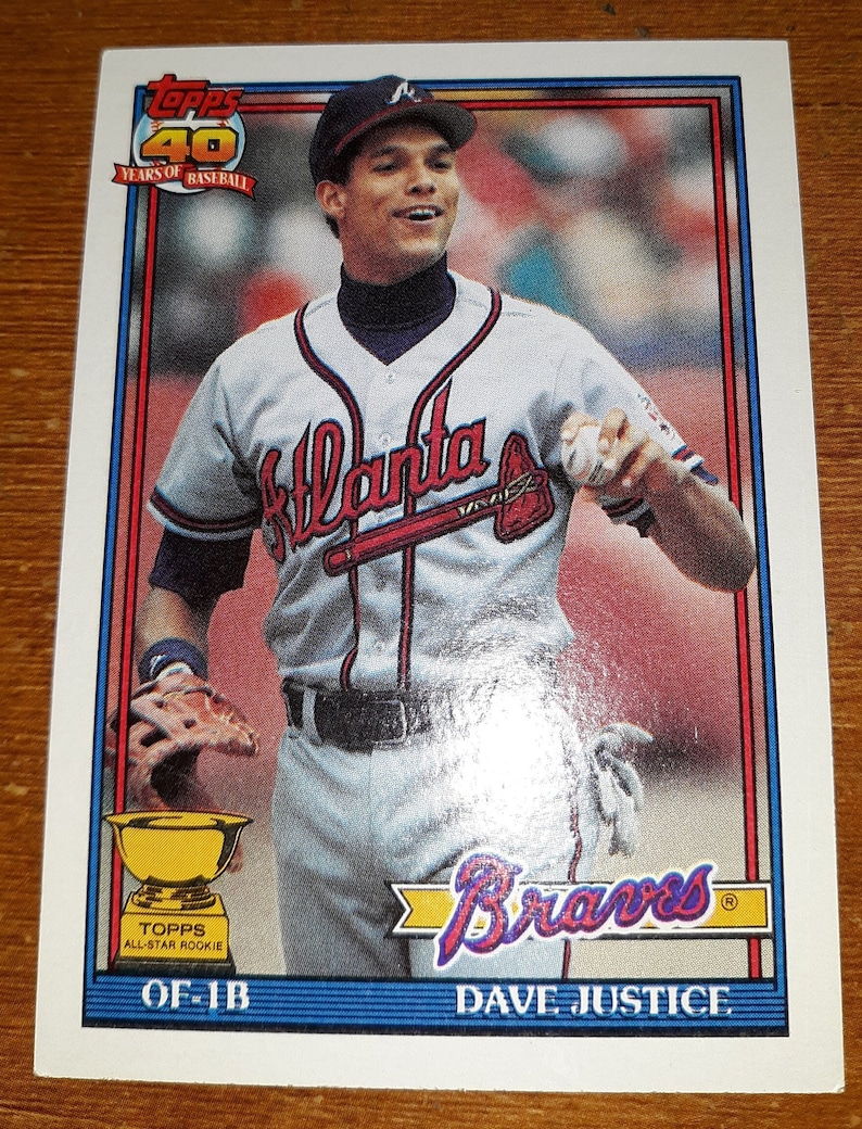 Topps 1991 329 40 Years of Baseball Dave Justice Rookie Card - Etsy