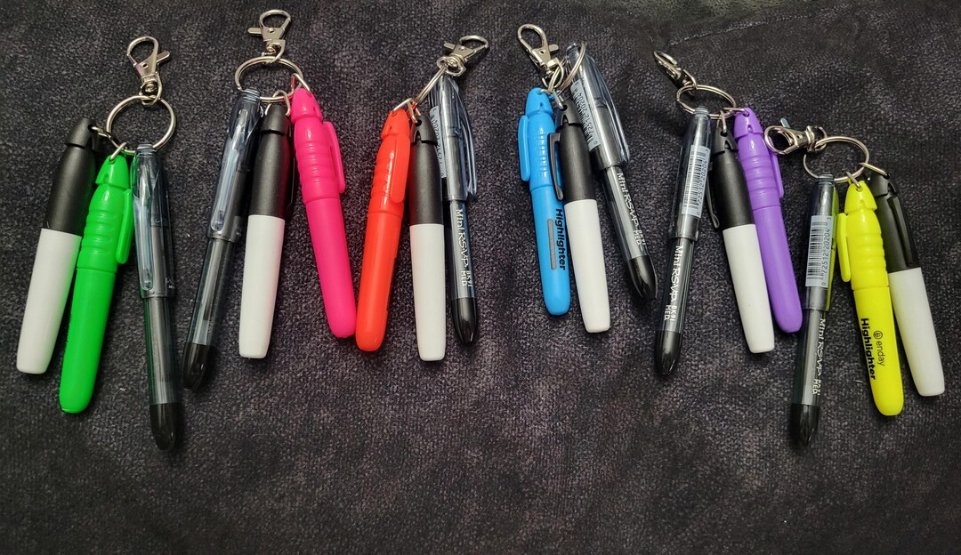 Mini Pen, Sharpie, and Highlighter Keychain - Etsy