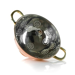 Handcrafted Copper Colander With Brass Handles – Italian-inspired Pasta ...