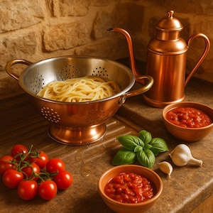 Copper Pasta Colander. Handmade Copper Strainer With Hadles, Inside ...