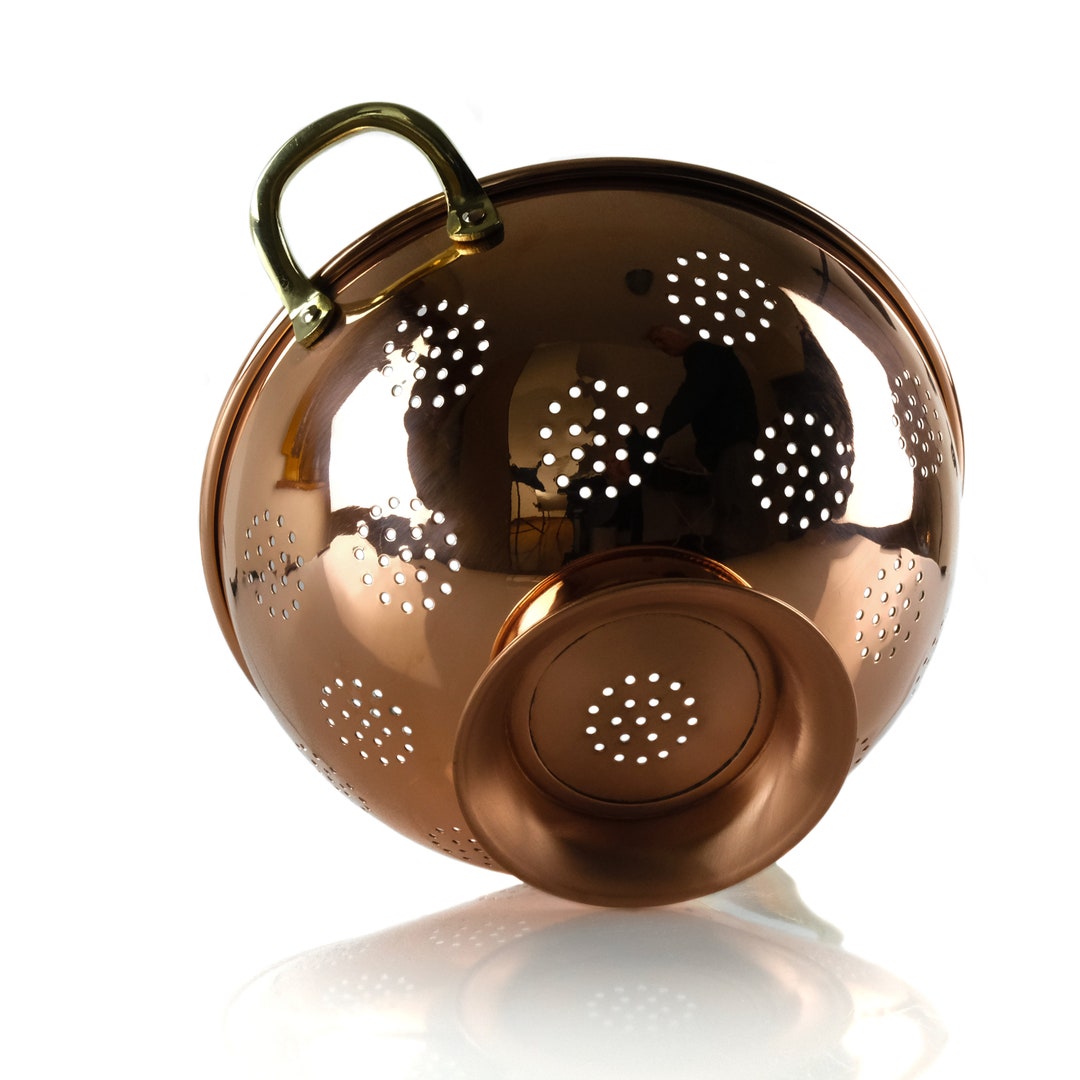 Copper Pasta Colander. Handmade Copper Strainer With Hadles, Inside ...