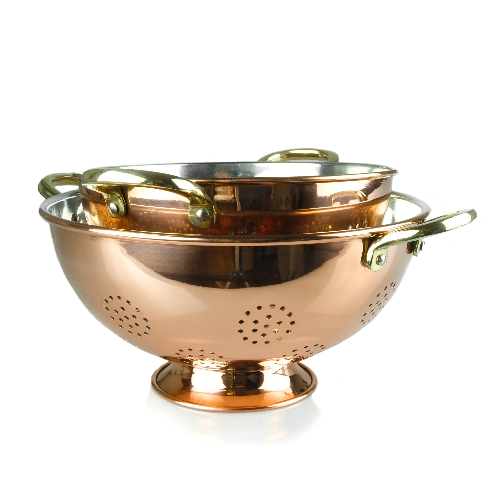 Handcrafted Copper Colander With Brass Handles – Italian-inspired Pasta ...