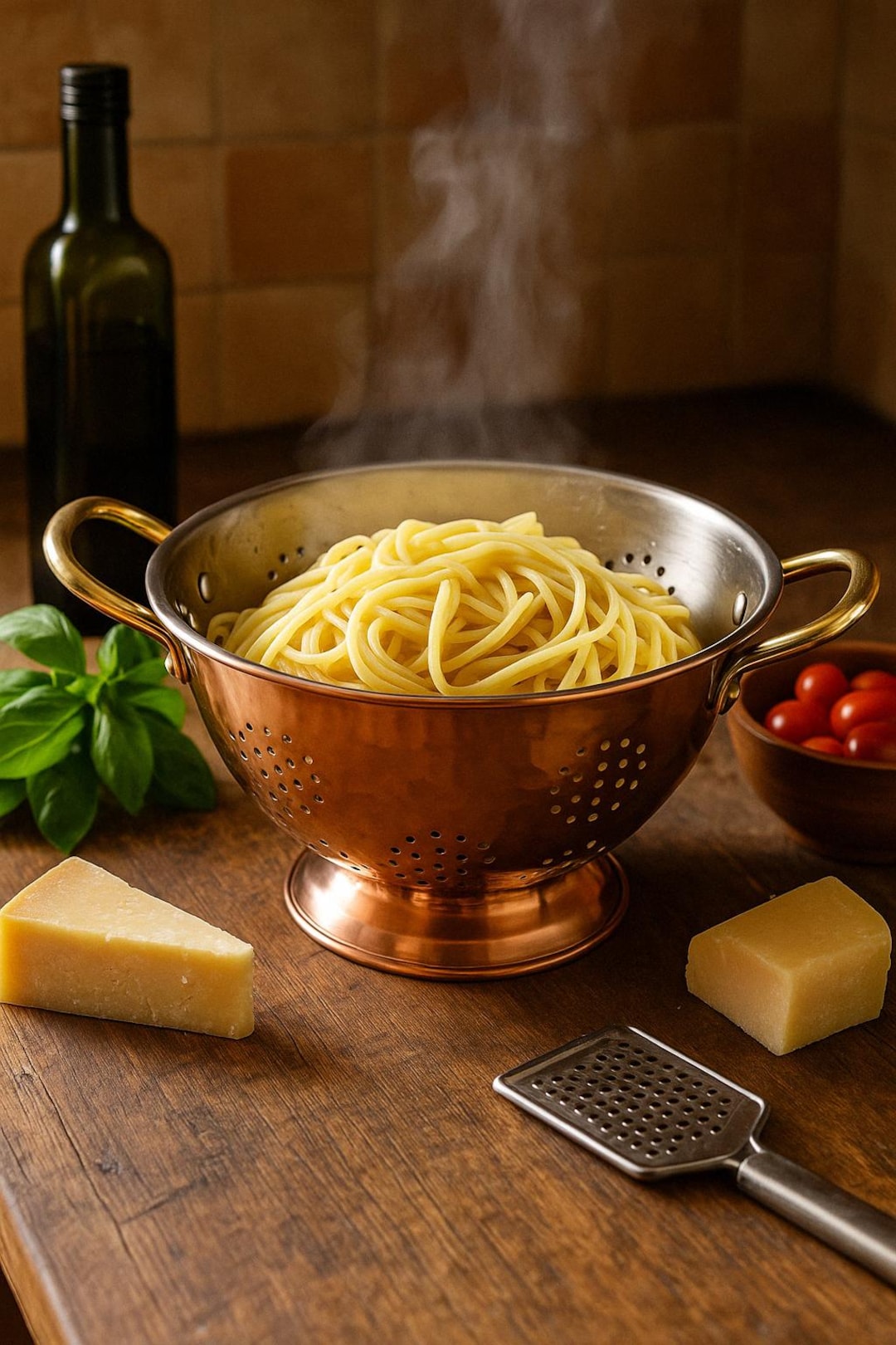 Handcrafted Copper Colander With Brass Handles – Italian-inspired Pasta ...