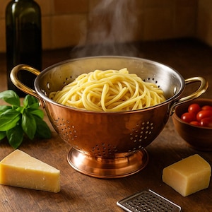 Handcrafted Copper Colander With Brass Handles – Italian-inspired Pasta ...