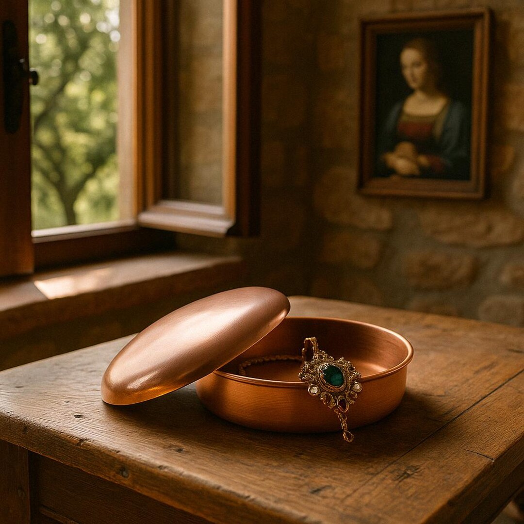 Copper Box With a Lid for Ring. Copper Anniversary Gift. Round Solid ...