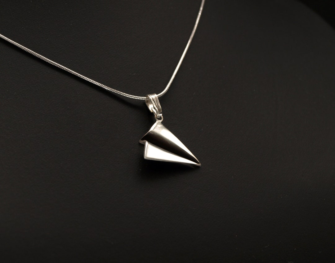 Paper Airplane Pendant in Sterling Silver, Small Paper Airplane in ...