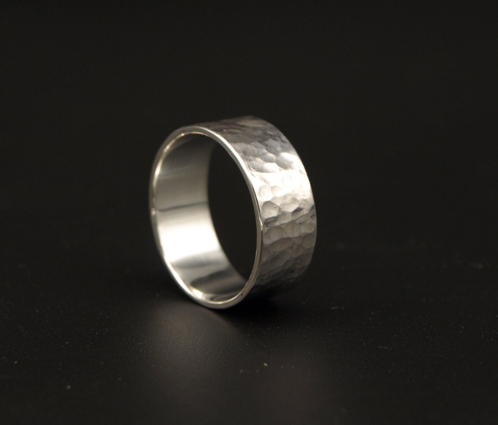 Hammered Silver Ring, Bold Ring in Various Widths, 935 Silver, Partner ...