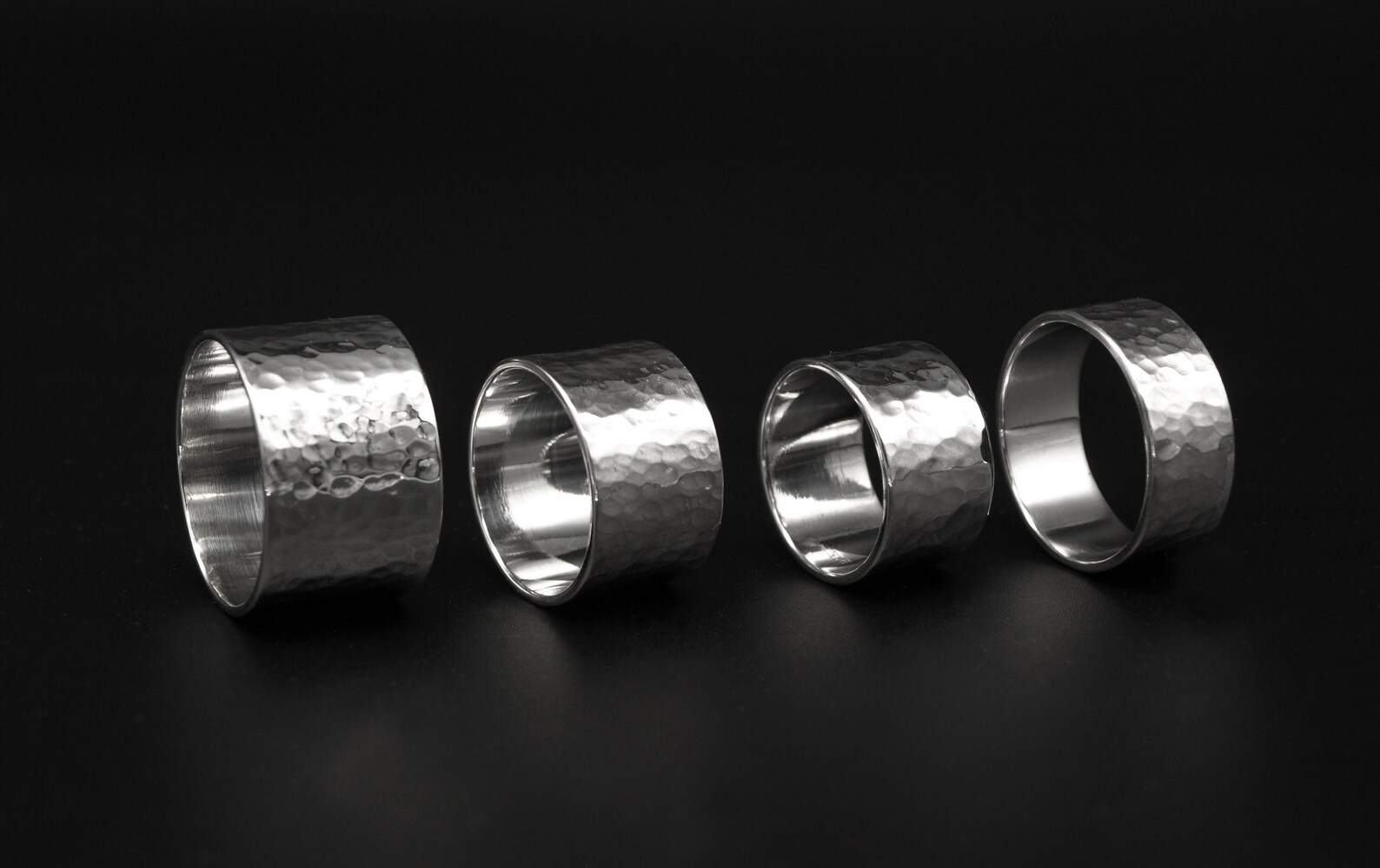 Hammered Silver Ring, Bold Ring in Various Widths, 935 Silver, Partner ...