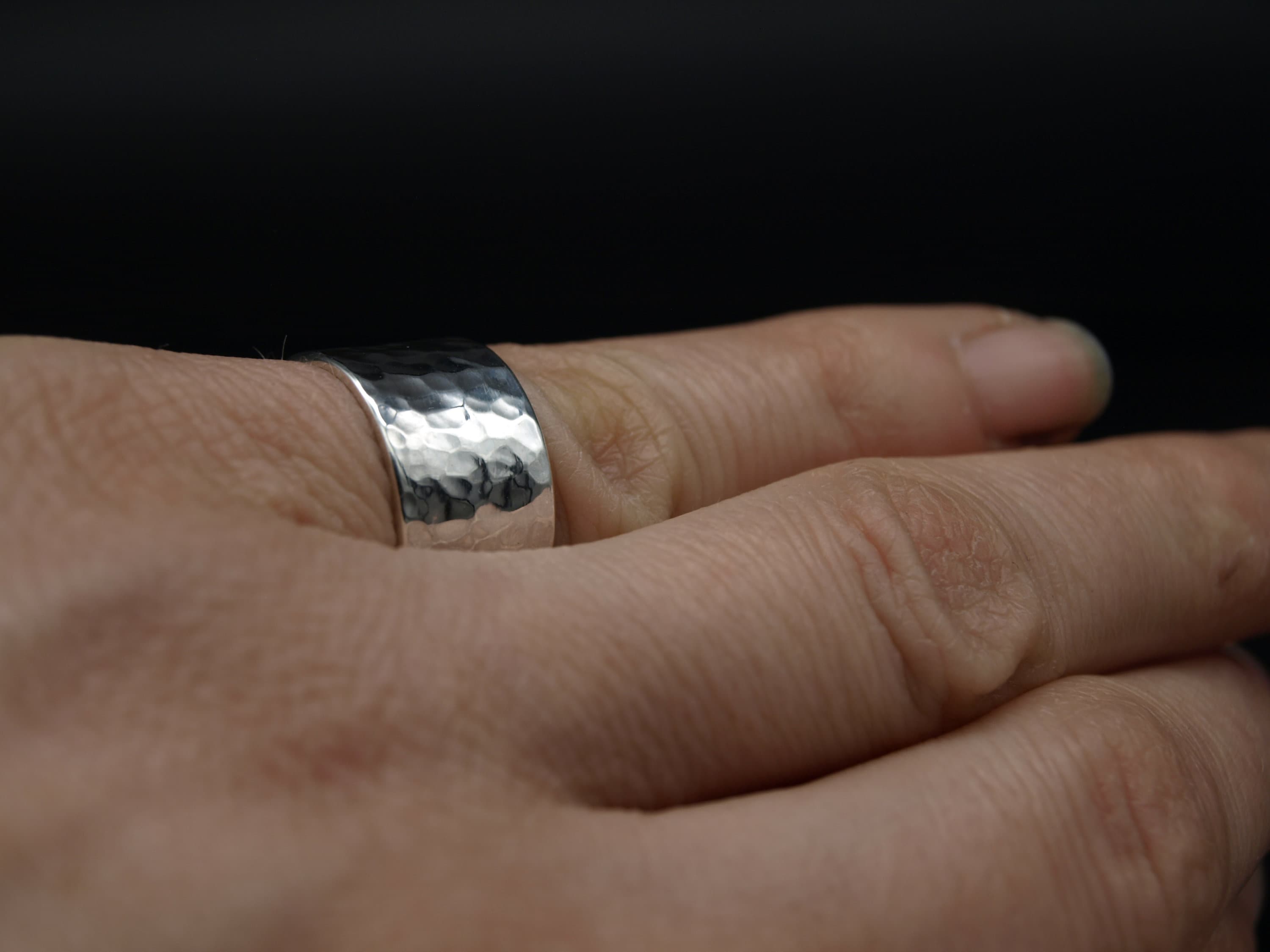 Hammered Silver Ring, Bold Ring in Various Widths, 935 Silver, Partner ...
