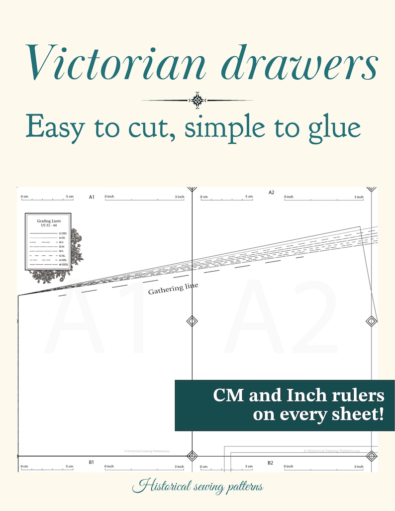 Victorian Drawers Sewing Pattern PDF: Sizes 32-44 (XXS-XXL) | Detailed ...