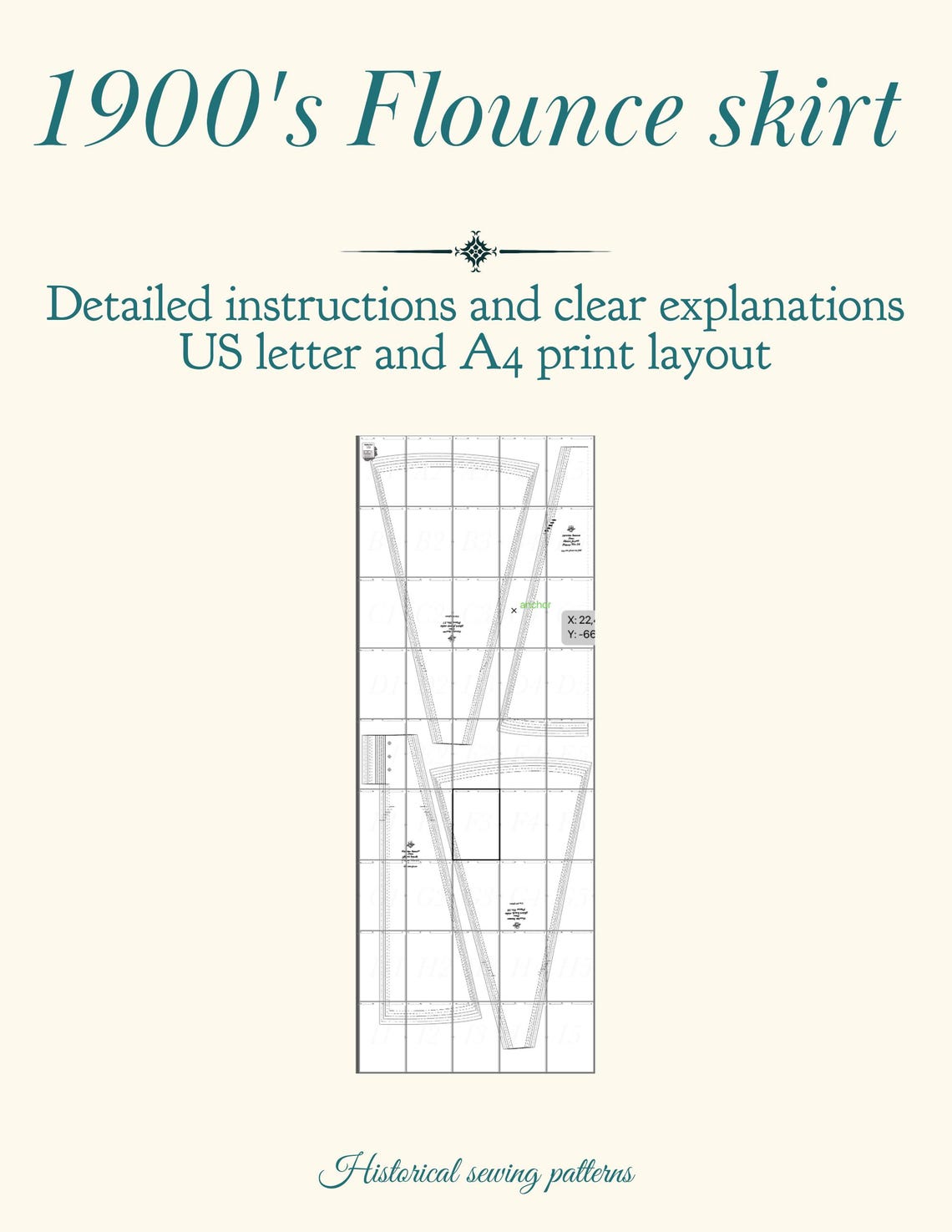 Victorian Flounce Skirt Pattern: Print at Home PDF A4 and US Letter ...
